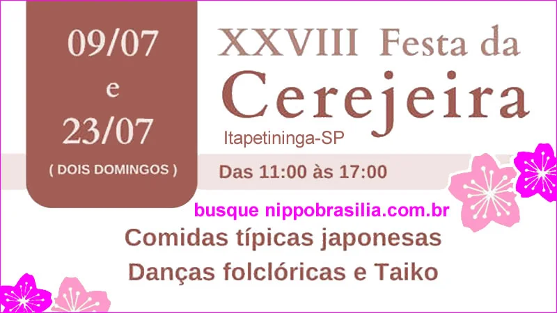 28ª Festa da Cerejeira 2023 - Kaikan Itapetininga-SP - NIPPO Brasília ...